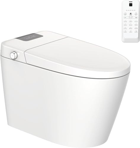 Wekuku Smart Toilet Bidet Combo With Foot Sensor Open Cover/Seat, Led Display, Self-cleaning Nozzle, Heated Seat, Night Light, Knob Control, Power Outage Flushing, Soft Close, Auto Flush, With