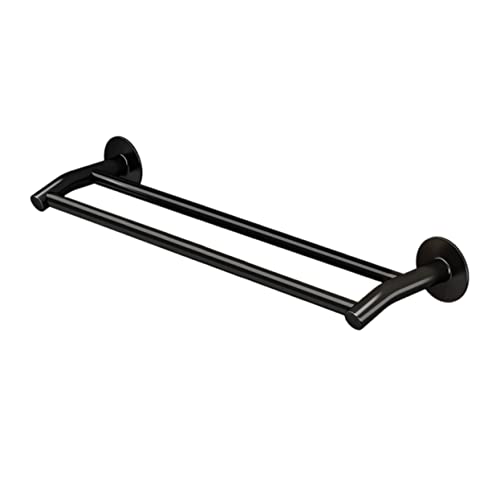 BUGUUYO 1pc Double Bar Towel Rack Kitchen Towel Bar Over The Door Towel Rack Dual-Pole Rag Rack Multi Purpose Hanger Towel Organizer Holder Towel Hanger Cabinet Rack Black Aluminum Alloy