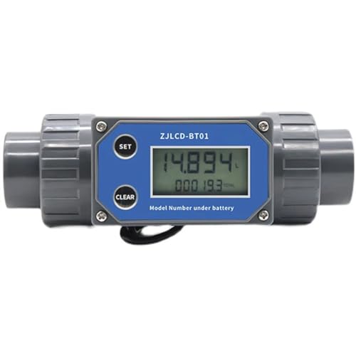 DN25-80 Turbine Flow Meter Electronic LCD Digital Display Flowmeter ZJLCD-BT01 PVC Pipe Liquid Water for Farm/Garden Irrigation(DN40,Without Cable)