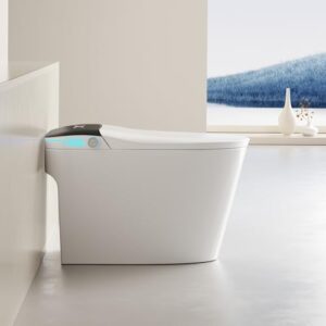 Wekuku Smart Toilet With Voice Control And Bubble Shield, Heated Bidet Seat, Smart Toilet With Bidet Built In Auto Open & Close, Bidet Toilet With Dryer And Warm Water, Tankless Toilet In 1.28gpf,