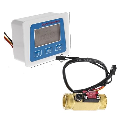 XAXAX Water Flow Meter, US211M Lite Portable Digital Flow Meter with USN-HS06PA 6mm OD Hose Barb Flow Sensor,Gallon, QTS, PTS, L, m³