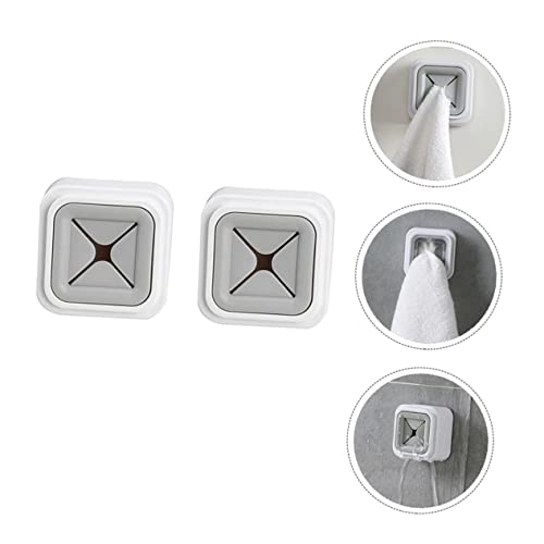 DRESSOOS 3pcs Nail Towel Rack Self-Adhesive Towel Bathroom Towel Organizers Wall Hanging Hooks Bathrobe Towel Clothes Hanger Hooks Kitchen Towel Hook Self- Adhesive Towel Plug Abs Grey