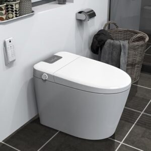 Star20XX Smart Toilet Bidet Combo With Foot Sensor Open Cover/Seat, Led Display, Self-cleaning Nozzle, Heated Seat, Night Light, Knob Control, Power Outage Flushing, Soft Close, Auto Flush, With