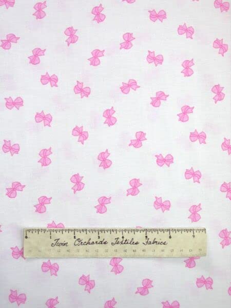 FlashPhoenix Quality Sewing Fabric - Easter Fabric - Pink Bow Toss on White - Michael Miller Yard 36 x 44 Inch