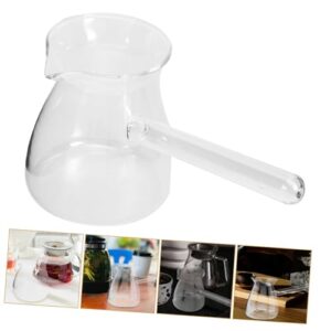 CRAFTHROU Transparent Glass Coffee Pot Coffee Warmer Milk Pitcher Cup Tea Creamer Pitcher Instant Decaf Coffee Beans Stovetop Tea Maker Pan Sauce Jugs Espresso Cups Glass Creamer Container