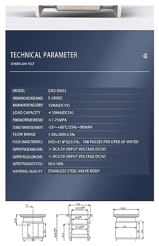 XAXAX Water Flow Meter, Water Flow Sensor, Stainless Steel Meter, Beer Machine, Beverage, Farmland Irrigation, Large Pipe Diameter DN32,Gallon, QTS, PTS, L, m³