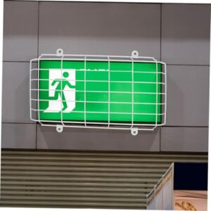 ANDRESLAD 2pcs School Evacuation Sign Safety Sign Wire Guard LED Exit Sign Emergency Light Protector Emergency Signal Damage Stopper Emergency Light Protection Light Covers Guard Iron White