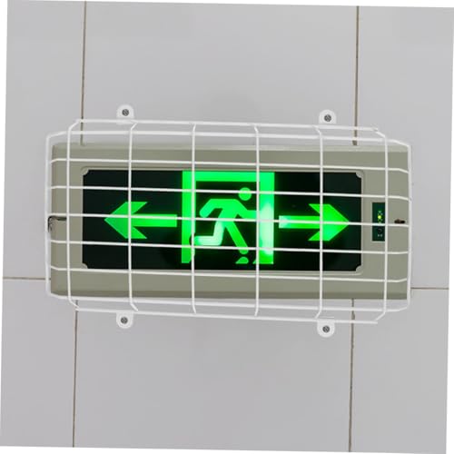 ANDRESLAD 2pcs School Evacuation Sign Safety Sign Wire Guard LED Exit Sign Emergency Light Protector Emergency Signal Damage Stopper Emergency Light Protection Light Covers Guard Iron White