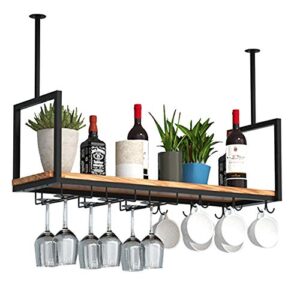 hzhkkp ceiling shelf ceiling wine rack wine rack hanging wine glass racks stemware holder，iron solid wood ceiling shelf，for bars/restaurants/kitchens storage rack & shelves (size : 80 * 3