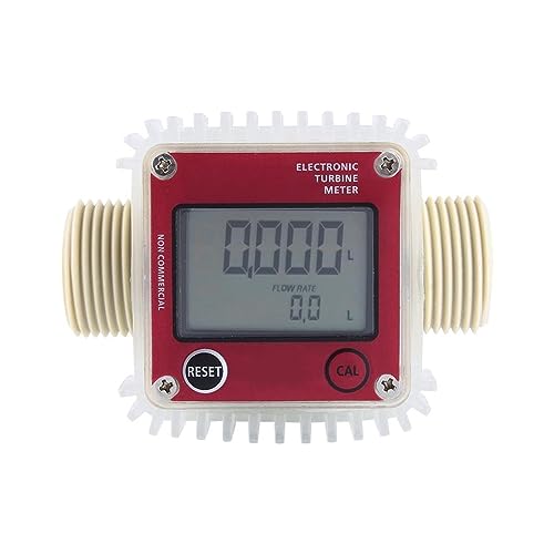 XAXAX Water Flow Meter, 1pc K24 Digital Oil Fuel Meter, Gauge Meter for Chemicals Liquid Water Ultrasonic Hot in Industrial Commercial,Gallon, QTS, PTS, L, m³(Red Horizontal)