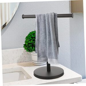 Garneck Vertical Towel Rack Vertical Paper Towel Holder Kitchen Towel Rack Hand Towel Stand Towel Bar Rack Stand Necklace Organizer Stand Bathroom Towel Rack Stainless Steel Black