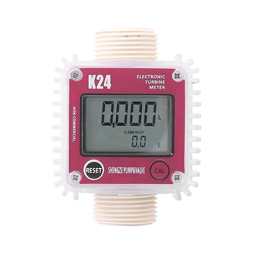 XAXAX Water Flow Meter, 1pc K24 Digital Oil Fuel Meter, Gauge Meter for Chemicals Liquid Water Ultrasonic Hot in Industrial Commercial,Gallon, QTS, PTS, L, m³(Red Horizontal)