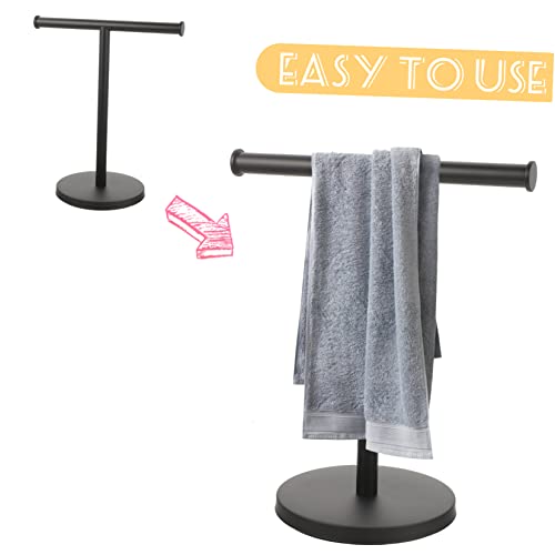 Garneck Vertical Towel Rack Vertical Paper Towel Holder Kitchen Towel Rack Hand Towel Stand Towel Bar Rack Stand Necklace Organizer Stand Bathroom Towel Rack Stainless Steel Black