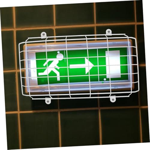 ANDRESLAD 2pcs School Evacuation Sign Safety Sign Wire Guard LED Exit Sign Emergency Light Protector Emergency Signal Damage Stopper Emergency Light Protection Light Covers Guard Iron White