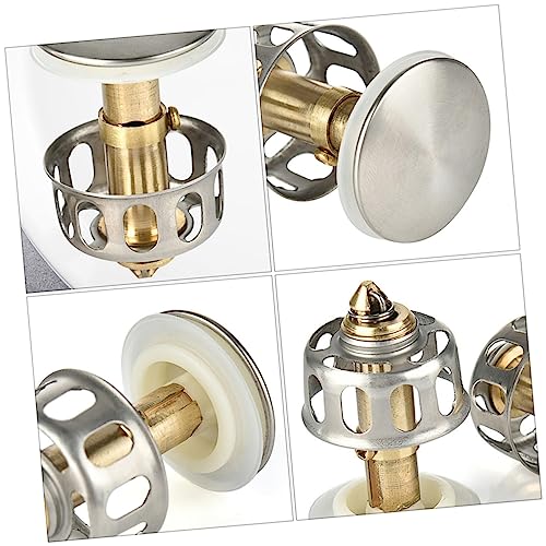 BEBEMOKO 2pcs Sink Drain Hair Catcher Sink Filter Strainer No Overflow Bathtub Drain Stoppers Up Drain Filter Wash Basin Stopper Over Sink Strainer All Copper Plus 304