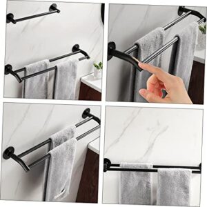 BUGUUYO 1pc Double Bar Towel Rack Kitchen Towel Bar Over The Door Towel Rack Dual-Pole Rag Rack Multi Purpose Hanger Towel Organizer Holder Towel Hanger Cabinet Rack Black Aluminum Alloy