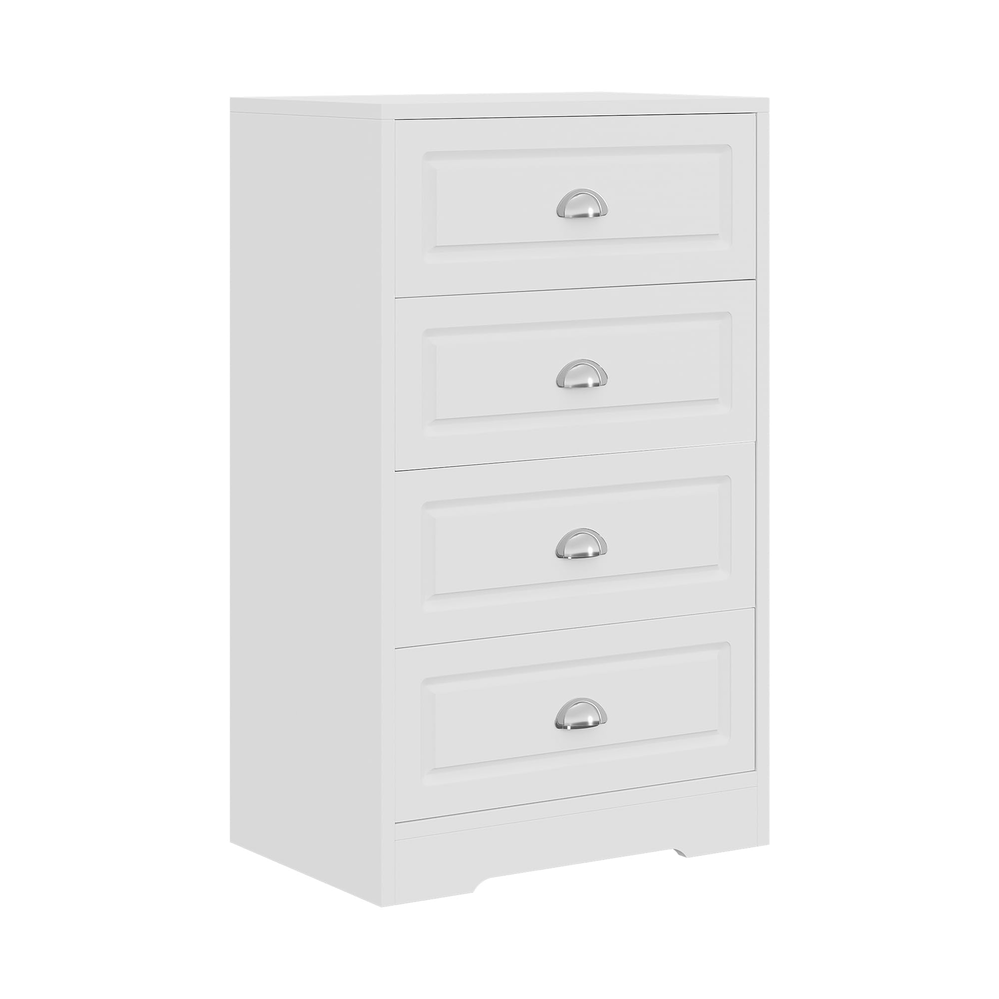 Meilocar Dresser with 4 Drawers, Wood Dresser White Vertical Dresser Chest of Drawers, Closet Organizer Unit for Living Room, Black Dresser for Bedroom, Hallway (White)