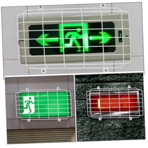 Outanaya 2pcs School Evacuation Sign Exit Sign Light Protective Guard Exit Sign Light Covers Exit Sign Wall Covers Emergency Light Damage Stopper Emergency Light Wire Guard White Iron