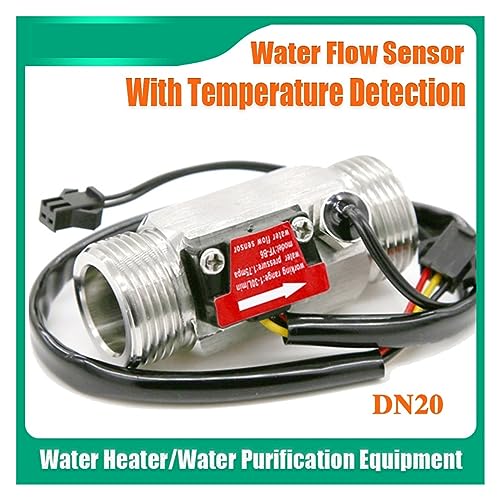 XAXAX Water Flow Meter, Water Flow Sensor Hall Stainless Steel Meter with 6-Point External Ribbon Temperature Detection G3/4 Interface B6,Gallon, QTS, PTS, L, m³