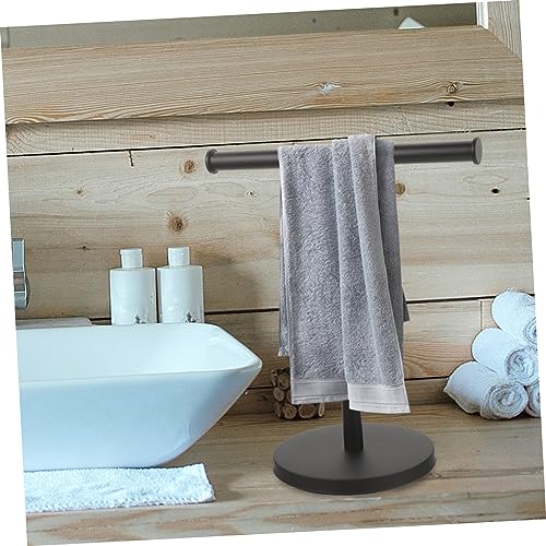 Garneck Vertical Towel Rack Vertical Paper Towel Holder Kitchen Towel Rack Hand Towel Stand Towel Bar Rack Stand Necklace Organizer Stand Bathroom Towel Rack Stainless Steel Black