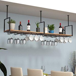 HZHKKP Ceiling Shelf Ceiling Wine Rack Wine Rack Hanging Wine Glass Racks Stemware Holder，Iron Solid Wood Ceiling Shelf，for Bars/Restaurants/Kitchens Storage Rack & Shelves (Size : 80 * 3