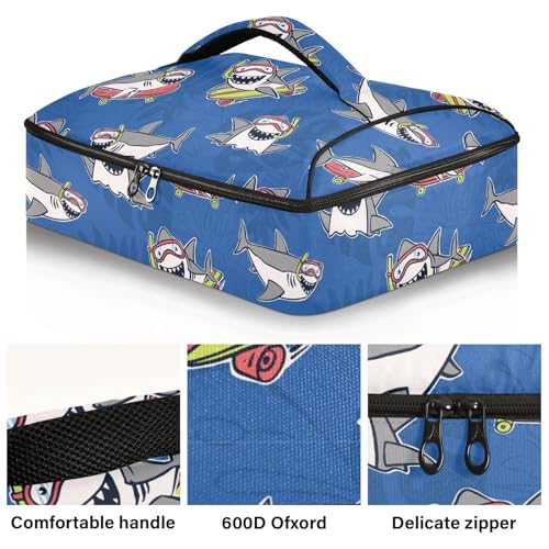 Goggles Shark Blue Insulated Casserole Carrier for Hot or Cold Food Carrier Container Insulated Cooler Bag Thermal Food Warmer Delivery Bag for Parties Buffet Potluck Picnic Cookouts