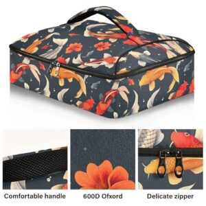 Colorful Carp Insulated Casserole Carrier for Hot or Cold Food Carrier Container Insulated Cooler Bag Thermal Food Warmer Delivery Bag for BBQ Buffet Potluck Party Christmas