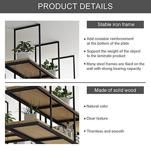 MISTRARA Ceiling Shelf Wine Rack, 2 Layer Ceiling Mount Floating Shelves with Wooden Boards, Metal Display Stand for Wine Bottle Plants Books Storage, for Restaurant, Bar, Cafe (Size : 100x