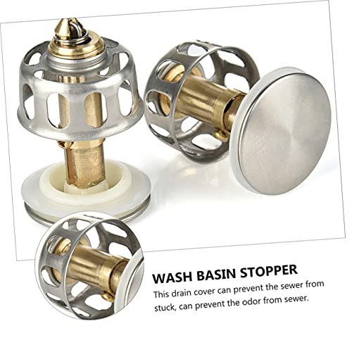 BEBEMOKO 2pcs Sink Drain Hair Catcher Sink Filter Strainer No Overflow Bathtub Drain Stoppers Up Drain Filter Wash Basin Stopper Over Sink Strainer All Copper Plus 304