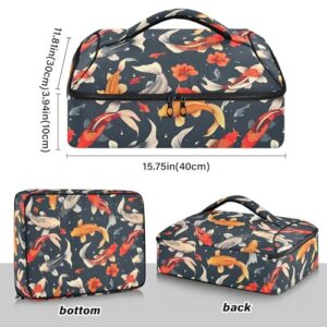 Colorful Carp Insulated Casserole Carrier for Hot or Cold Food Carrier Container Insulated Cooler Bag Thermal Food Warmer Delivery Bag for BBQ Buffet Potluck Party Christmas