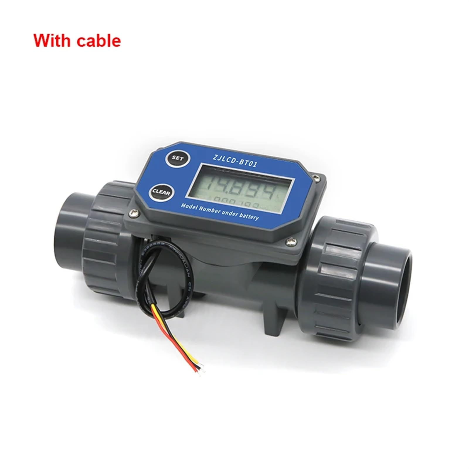 DN25-80 Turbine Flow Meter Electronic LCD Digital Display Flowmeter ZJLCD-BT01 PVC Pipe Liquid Water for Farm/Garden Irrigation(DN80,Without Cable)