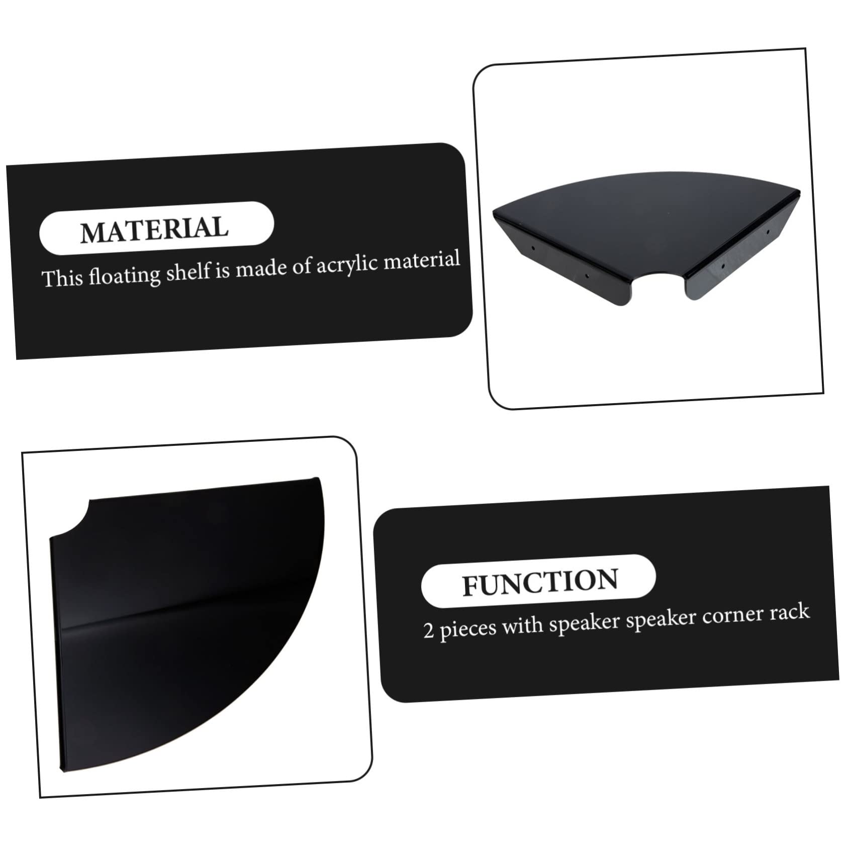 RORPOIR 2 Sets Floating Ledge Wall Corner Shelf Floating Corner Shelf Plant Wall Shelf Kitchen Wall Shelves Wall Display Shelf Corner Shelves Floating Shelf for Living Room Black Acrylic