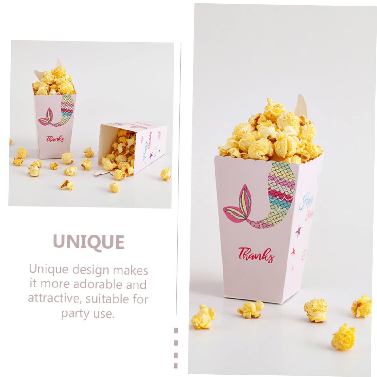 SHOWERORO 12pcs Boxes Mermaid Chip Box Snacks Container Candy Container Baking Boxes Food Containers Popcorn Party Bags Popcorn Containers Boxes Popcorn Boxes Containers Poppin Popcorn Paper