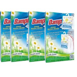 damp~rids hanging moisture absorber, fresh scent bag,14 oz, 4 pack