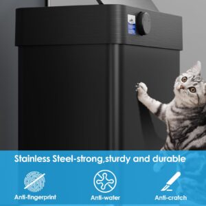 TLSUNNY 21.1 Gallon Motion Sensor Trash Can,Touchless Automatic Garbage Can,Brushed Stainless Steel Smart Bin,with Bag Holder,Soft Close Lid,for Kitchen,Office,RV,Bedroom,Living Room (Black, 80L)