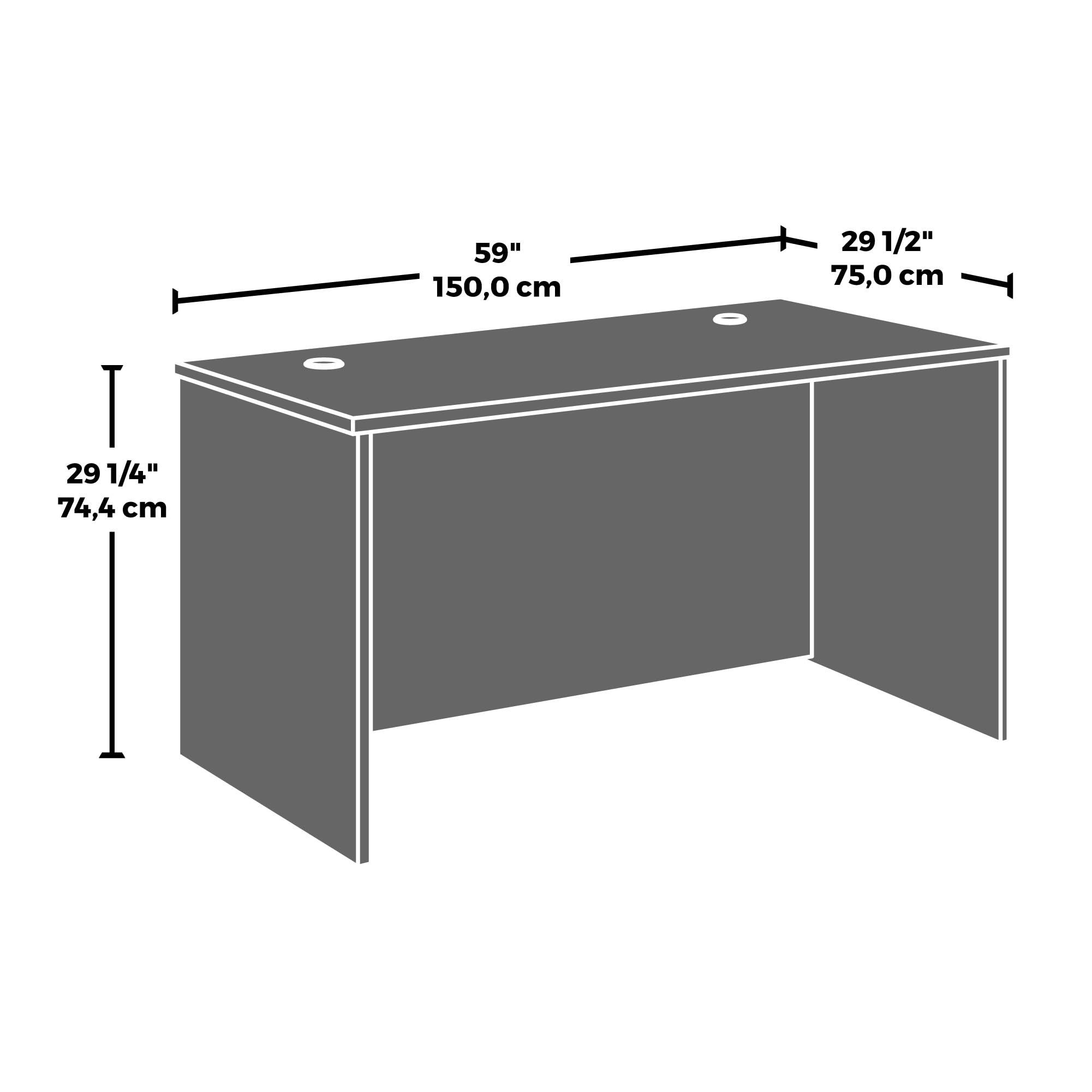 OfficeWorks by Sauder Affirm 60x30 Desk, 42" Return, Classic Cherry Finish