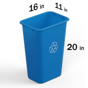 Pack of 2 | 41 Qt. / 10 Gallon Blue Rectangular Wastebasket Trash Can