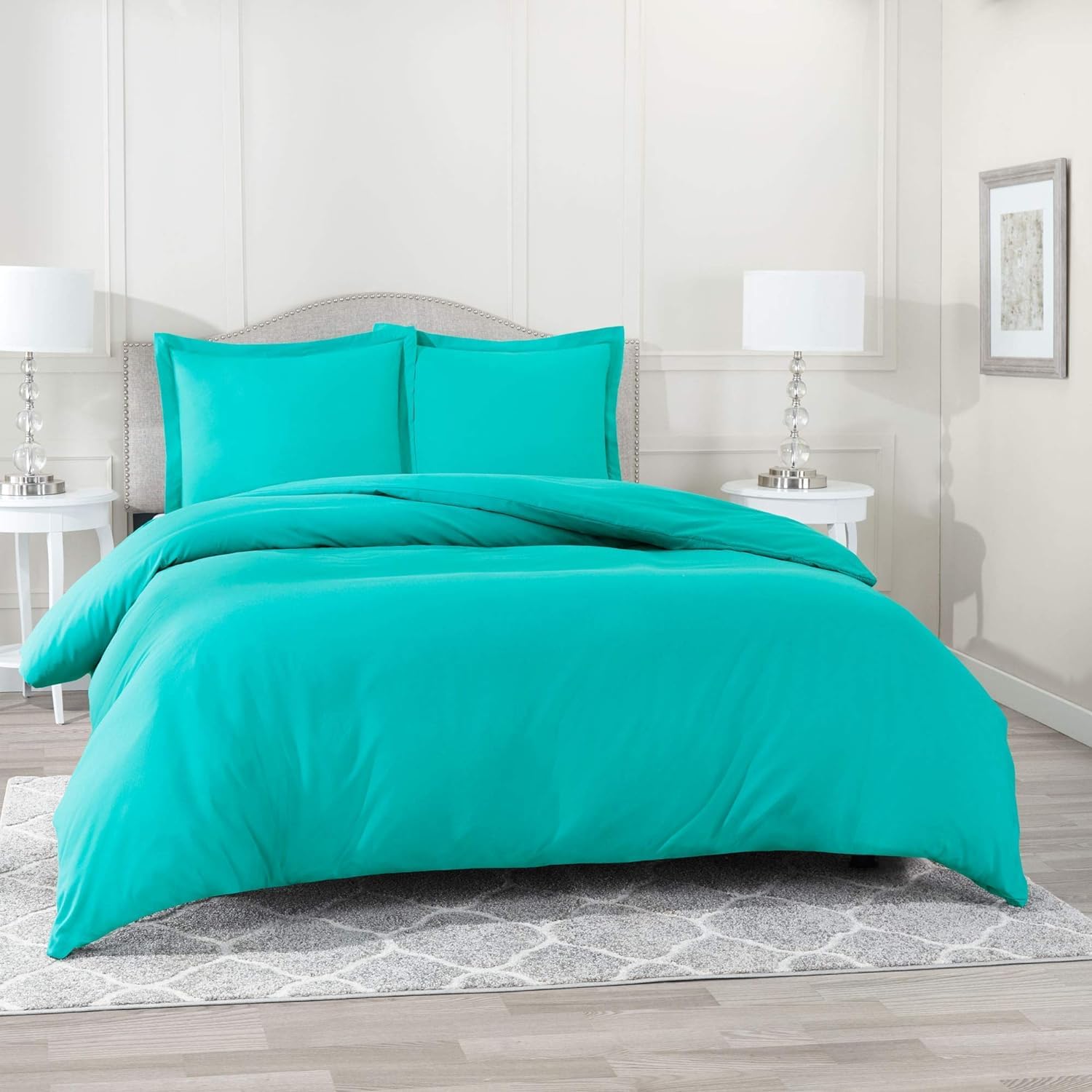 Den Bedding 1 Piece Duvet Cover Set 100% Egyptian Cotton with Zipper Closure & Corner Ties Solid Pattern 600 TC Ultra Soft Includes (1 Duvet Cover Only) Turquoise Palatial King (120''x98'')