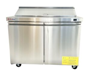 genkraft commercial refrigerated - salad/sandwich prep table 48", 12 pan capacity, refrigerated stainless prep table, used in restaurants, food trucks, fast food shops etc.