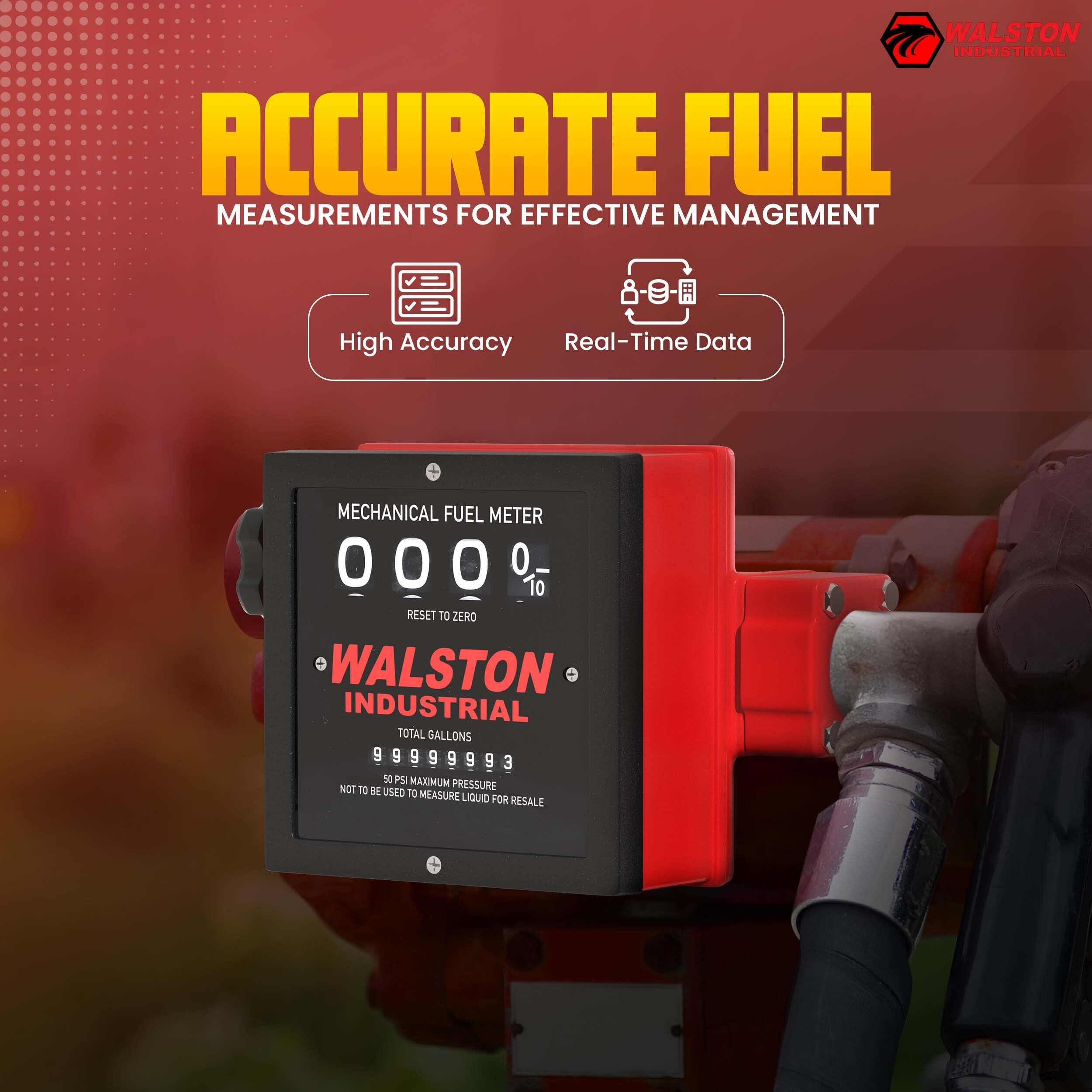 Walston Industrial GH-5650 Mechanical Fuel Meter 1 Inch NPT Threads Fuel Counter for Diesel