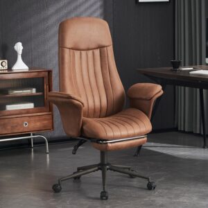 tall home office desk chair with ottoman, high back ergonomic office chair with arms, height adjustable swivel modern task chair， executive desk chair, computer chair for living room(coffee)