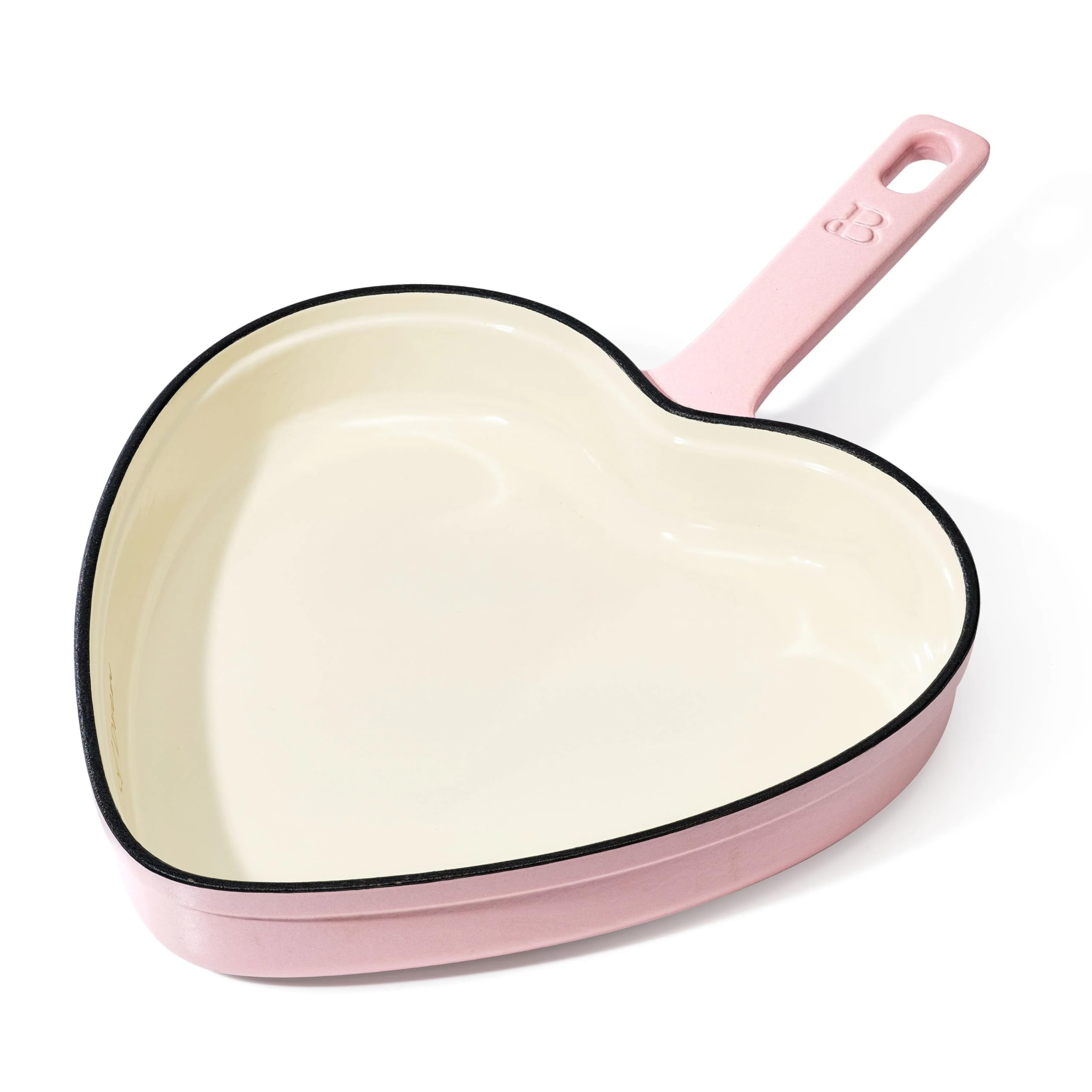 Gorgeous 10” Enameled Cast Iron Heart Skillet, Pink Champagne by Drew Barrymore