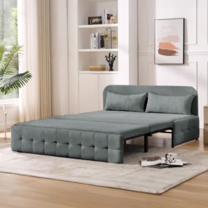 HOMNSO Convertible Queen Sleeper Sofa Bed,2-in-1 Futon Sofa Bed,Loveseat Sleeper Sofa Couch with pullout Bed for Living Room, Bedroom, Balcony, RV, Dark Gray