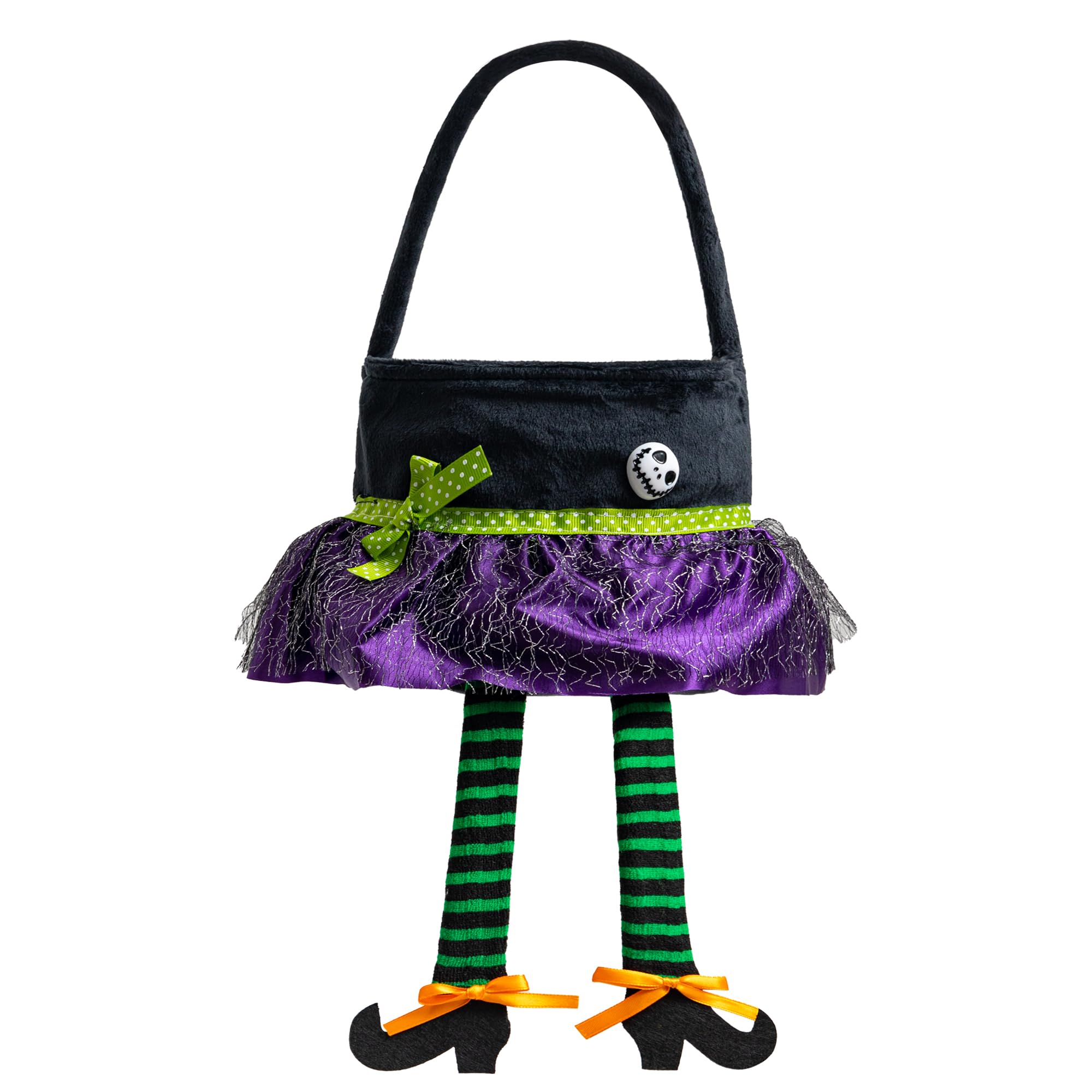 Halloween Trick or Treat Bags for Kids Candy Bucket Tote, Hands Party Favors Basket, Skirt with Foots, Halloween Trick or Trade Bag