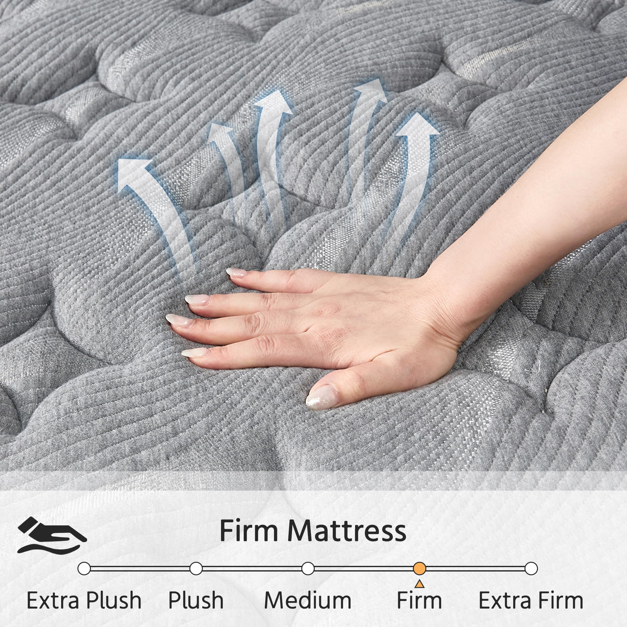 Queen Mattress 14 Inch, Firm Supportive Mattress Designed with Tight Line & Thick Foam Edges for Back Sleepers & Stomach Sleepers, Euro Top Enhanced Pocket Spring Hybrid Memory Foam Mattress