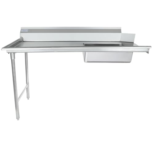 Empura 60" Wide Stainless Steel Soiled Dishtable with Backsplash | Straight Design Left Hand Side Commercial Worktop Table for Restaurant Diner Cafeteria Kitchen | 60"W x 30"D x 41.5"H, 16 Gauge, NSF