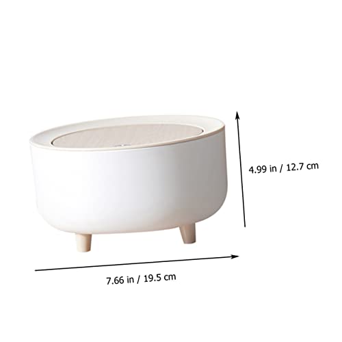 FONDOTIN 1pc Desktop Trash Can Mini Dustbin for Bedroom Mini Waste Mini Desktop Wastebasket Countertop Garbage Bin Mini Garbage Cans Trash Cover Bucket Storage Container Trash Bin Abs White