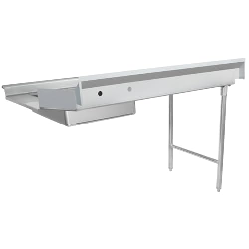 Empura 60" Wide Stainless Steel Soiled Dishtable with Backsplash | Straight Design Left Hand Side Commercial Worktop Table for Restaurant Diner Cafeteria Kitchen | 60"W x 30"D x 41.5"H, 16 Gauge, NSF