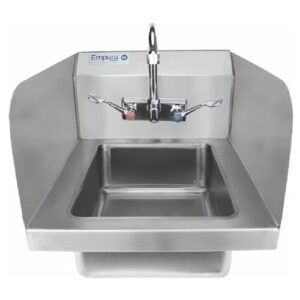 EMPURA 14" Wide Stainless Steel Wall Mounted Hand Sink | Commercial Prep Utility 10" x 12" Bowl for Restaurant Laundry Garage | Wrist Handle, 8" Back/Side Splash, 14"W x 16.5"D x 13"H, 20 Gauge, NSF