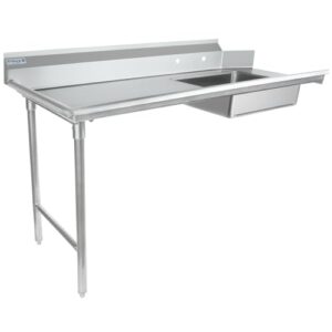 empura 60" wide stainless steel soiled dishtable with backsplash | straight design left hand side commercial worktop table for restaurant diner cafeteria kitchen | 60"w x 30"d x 41.5"h, 16 gauge, nsf